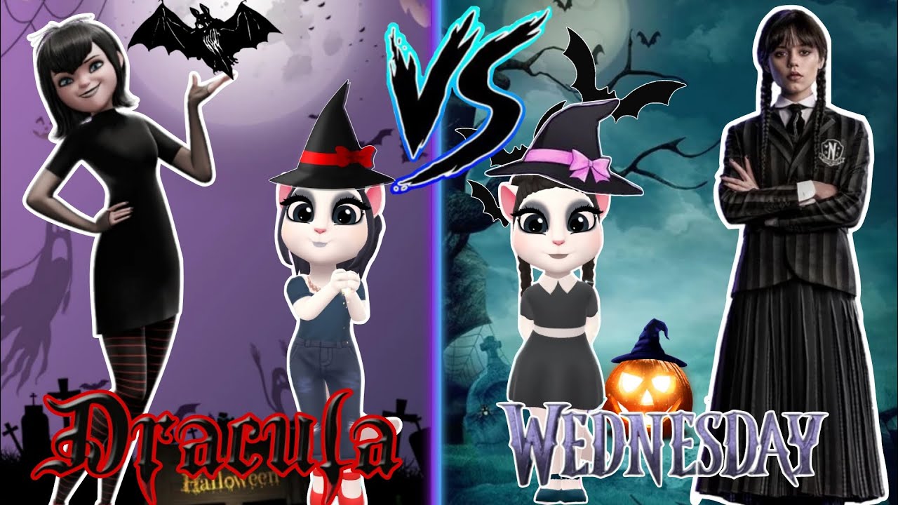 Halloween Party Mavis Dracula Vs Wednesday Adams My Talking Angela 2 Youtube
