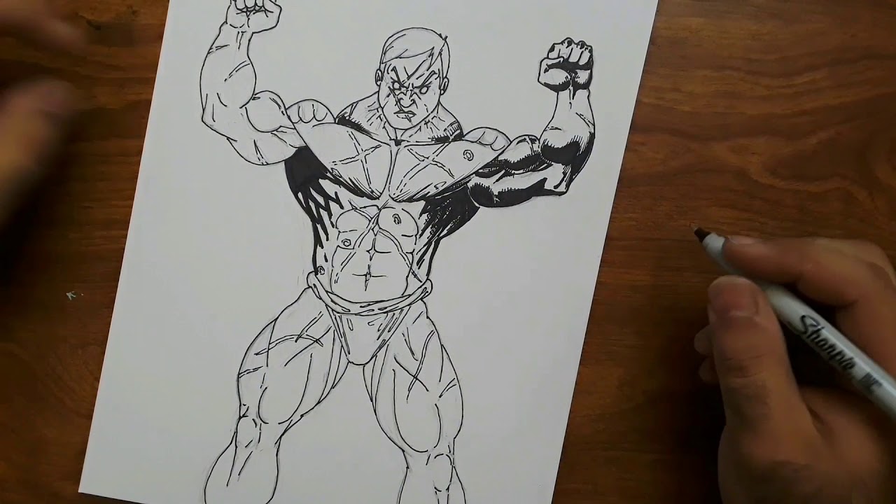 Drawing and Inking Hanayama | BAKI - YouTube