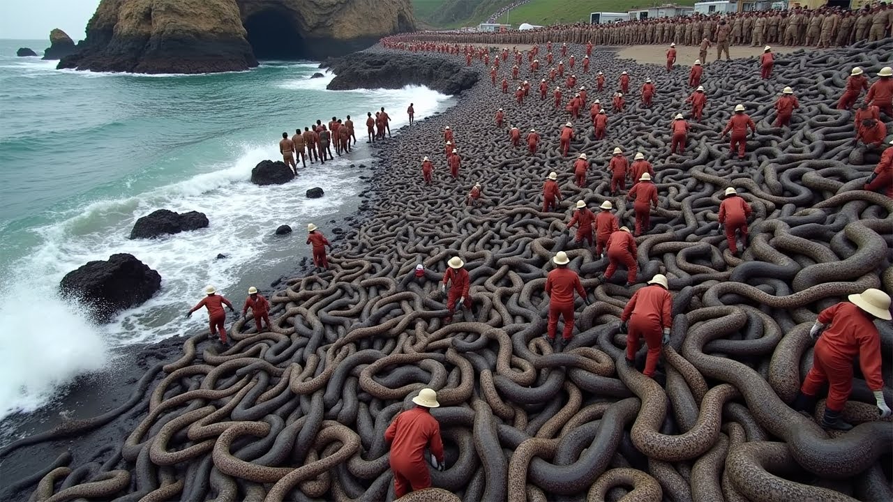 Giant Eels and Sea Snakes Japanese Fishermen Catch Hundreds of Giant Eels and Sea Snakes Like ...