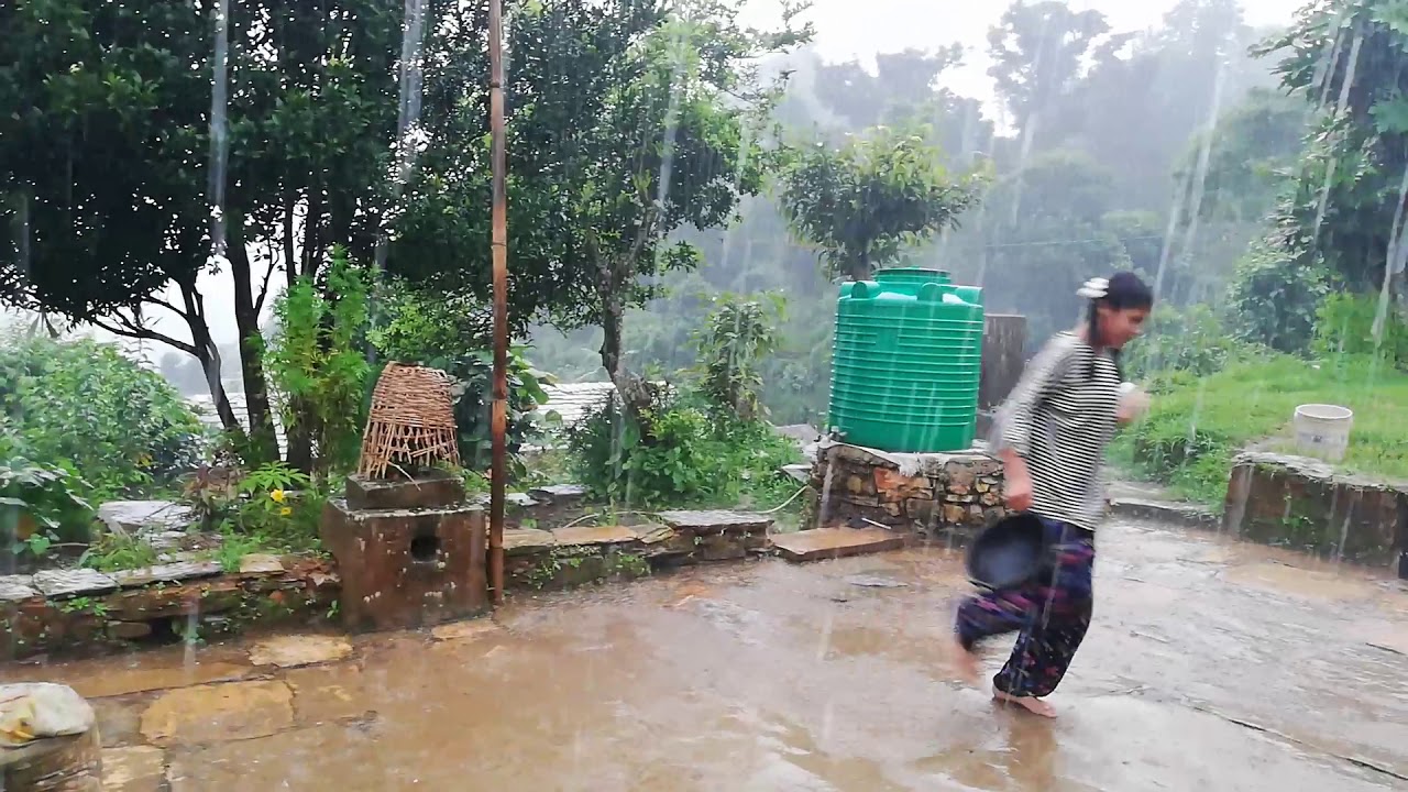 heavy rain in nepal (hill side) - YouTube