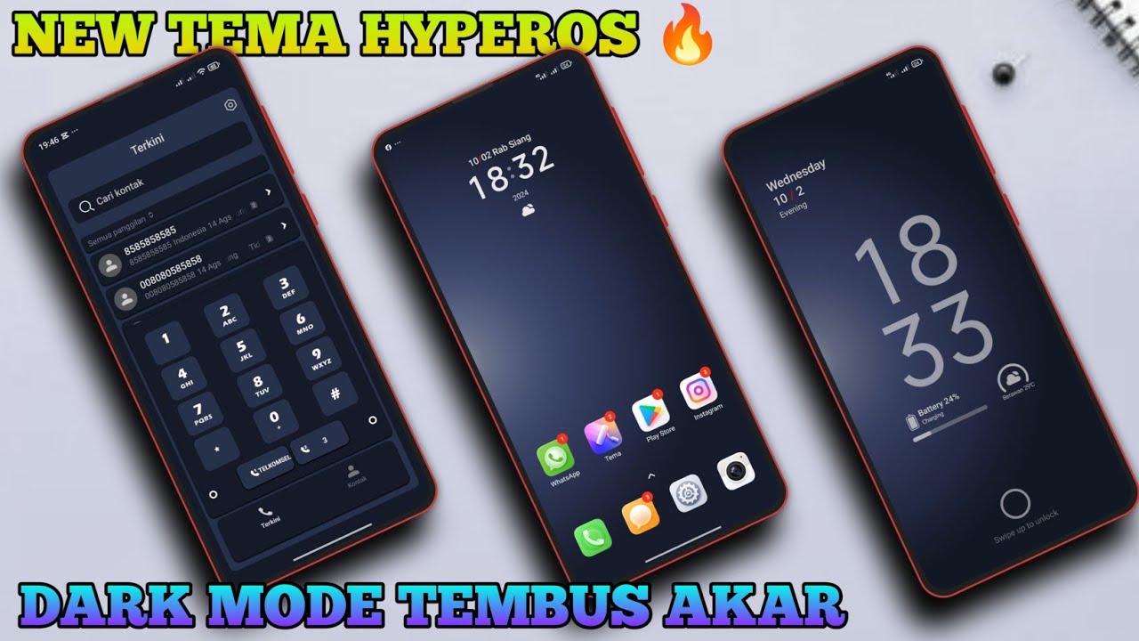 HYPEROS DARK !! 2 Rekomendasi Tema HyperOs Xiaomi Terbaru Tembus Akar ...