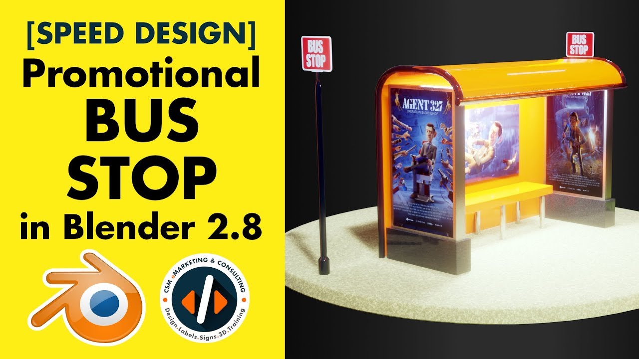 [SPEED DESIGN] Promotional Bus Stop in Blender 2.8 | Trinidad Sign ...