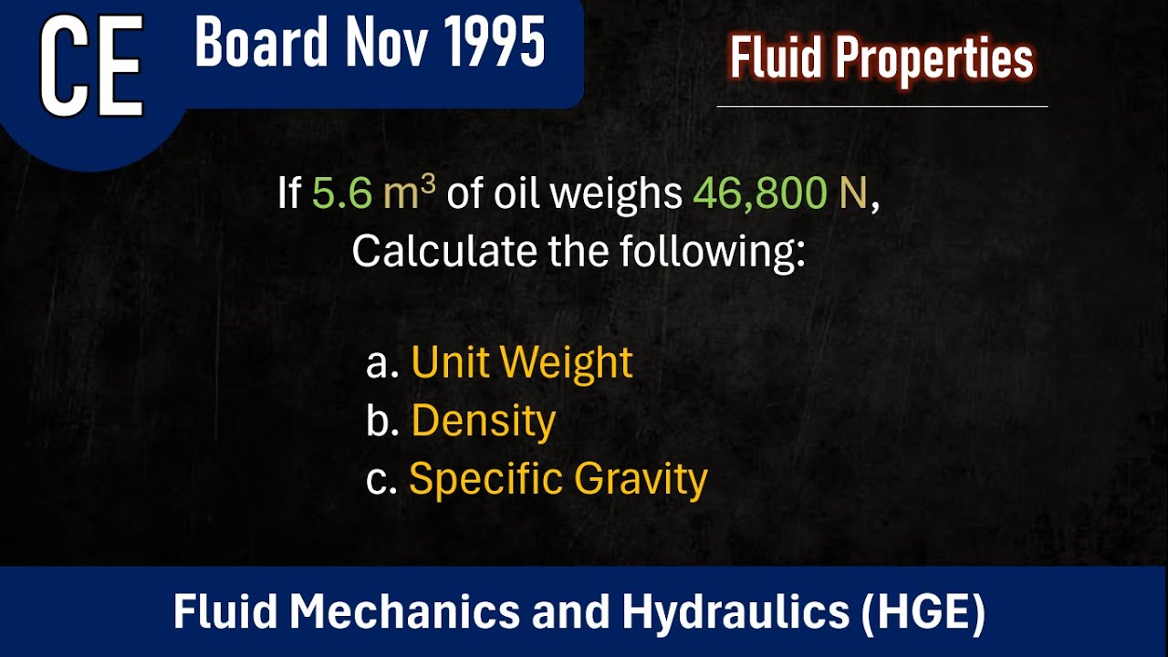 CE Board HGE Problem 50 (Fluid Properties) - CE Nov 1995 - YouTube