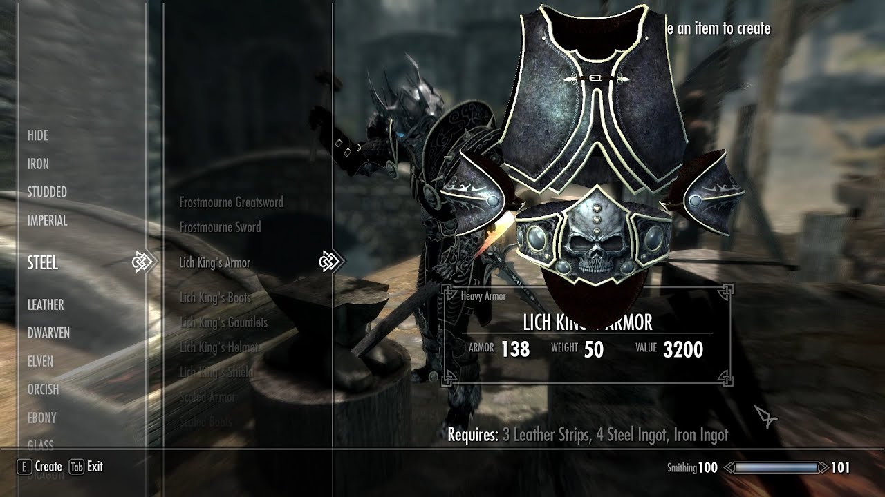 SKYRİM Lich King`s armor set mod - YouTube