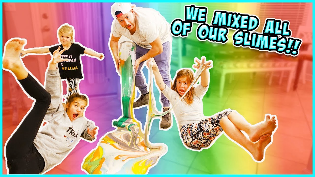 WE MIX ALL OF OUR SLIMES AND MAKE GIANT BUBBLES!! / SmellyBellyTV - YouTube