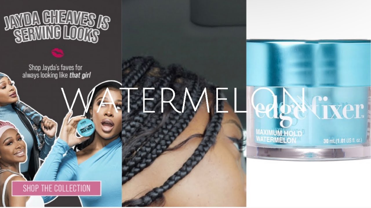 JAYDA X KISS EDGE FIXER REVIEW GLUED ON 4C HAIR! - YouTube