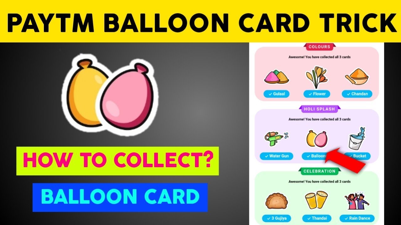 Paytm Holi Bash Balloon Card Trick | How to collect Balloon card in ...