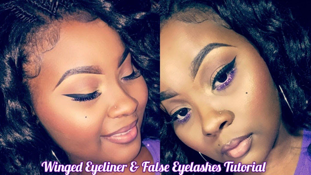 HOW TO: Apply Winged Eyeliner & False Eyelashes - YouTube