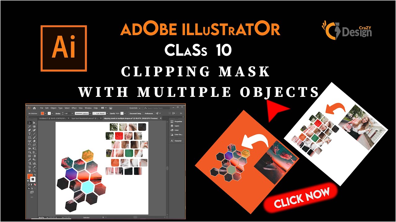 Adobe illustrator | Class 10 | Clipping mask for multiple objects ...