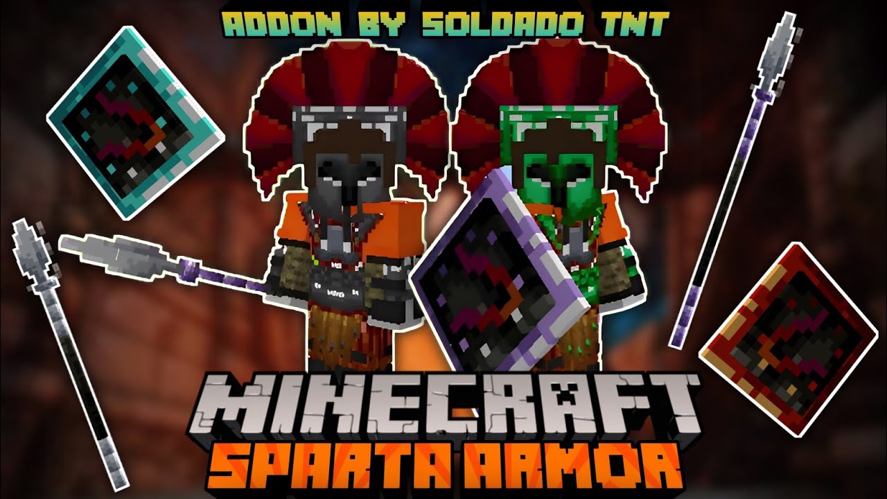 Armors and Weapons Mod MCPE - Sparta Armor and Spear and Shield Addon (Craftable) - YouTube
