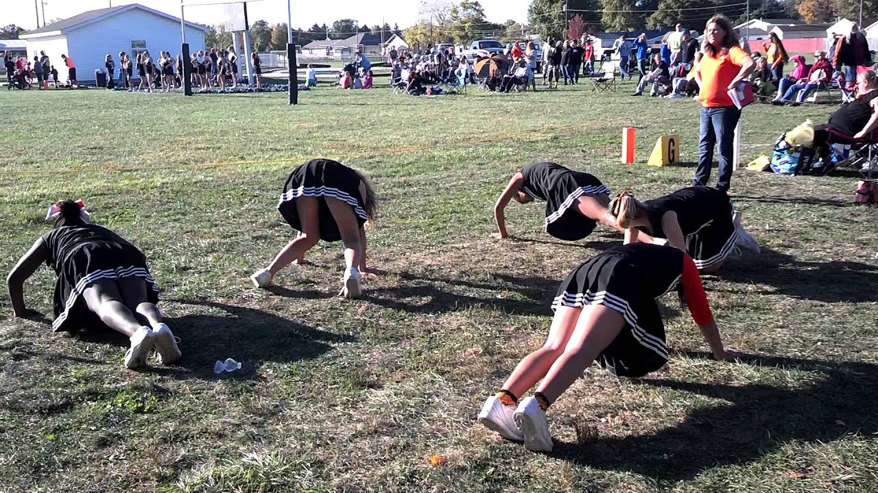 WYF cheer doing touchdown pushups...wrong - YouTube