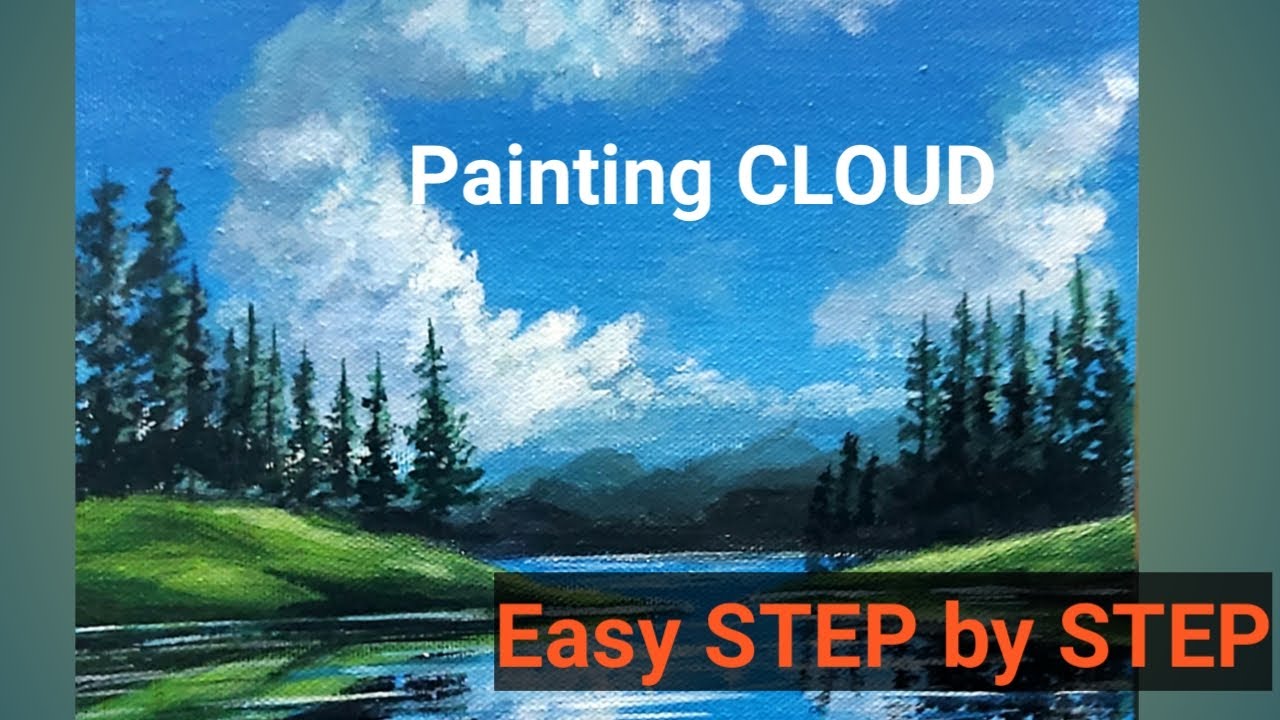 How to Paint Cloud/ Acrylic painting Tutorial/ For Beginners/ Step by ...