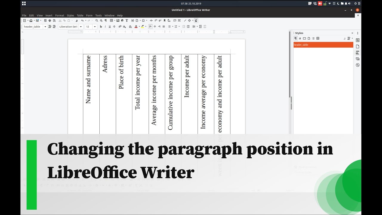 Changing the paragraph position in LibreOffice Writer - YouTube