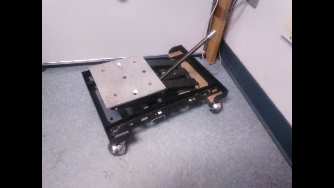 "TV stand" Jack modification with wheels and ACME screw - YouTube