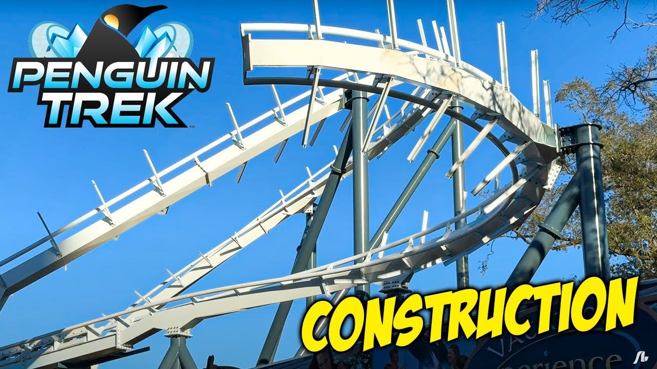 SeaWorld Orlando; Penguin Trek Construction Update and Coaster POVs - YouTube