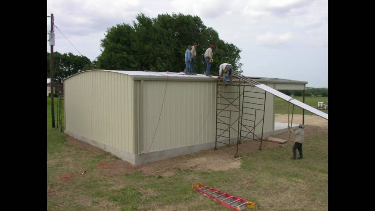 WDMB erects a metal building with roof extension. - YouTube