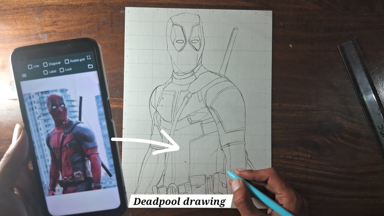 Deadpool drawing easy step by step outline tutorial:#art - YouTube