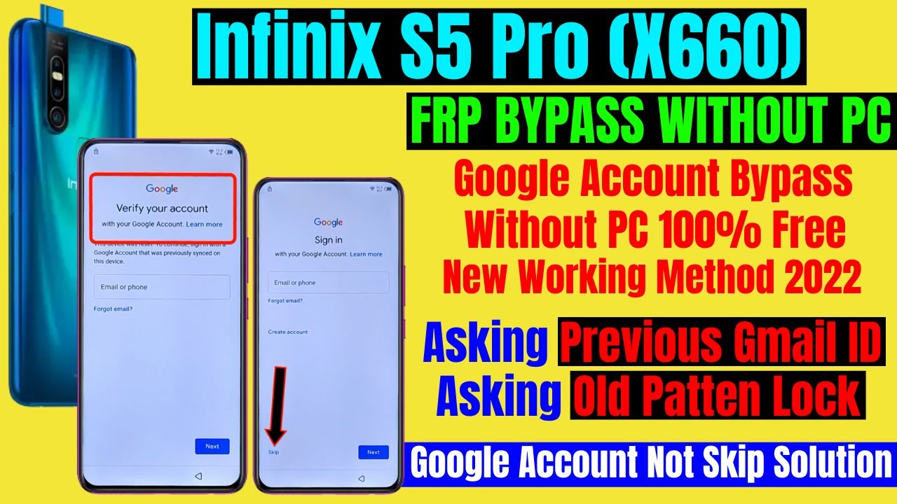 Infinix S5 Pro (X660) Frp Bypass Without PC 🔐🔑🔑🔒 Infinix S5 Pro Google ...