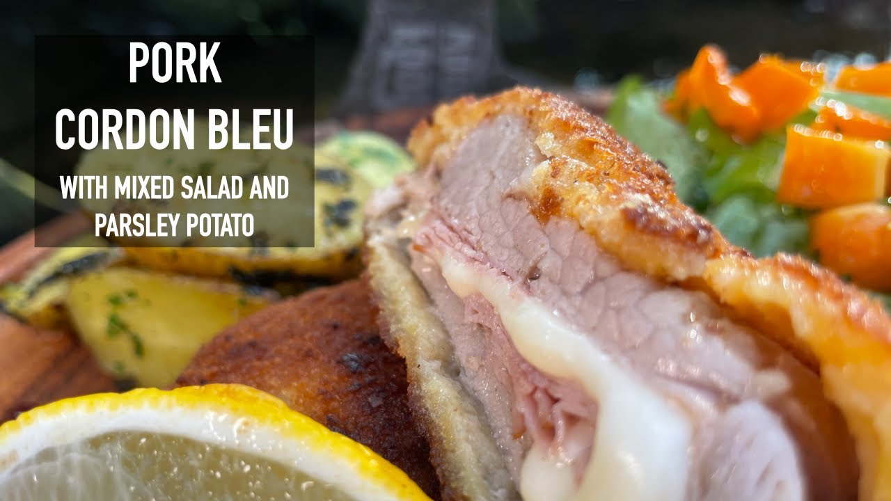 Pork Cordon Bleu with mixed salad and parsley potato | ASMR - YouTube