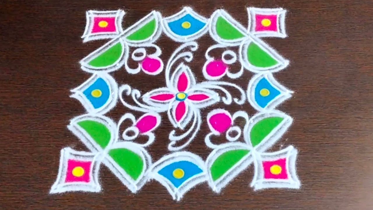 7×7 dot simple double line rangoli for devotional day || Friday kolam ...