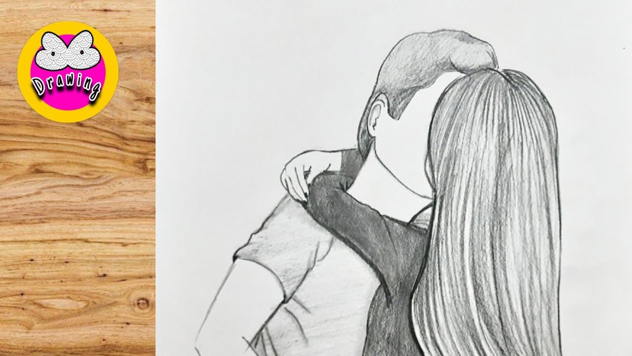 easy Drawing a romantic scene of a kiss||how to draw? - YouTube