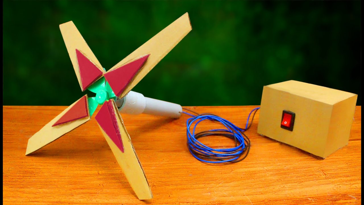 How to make simple Ceiling Fan at home Using DC motor Cardboard ...