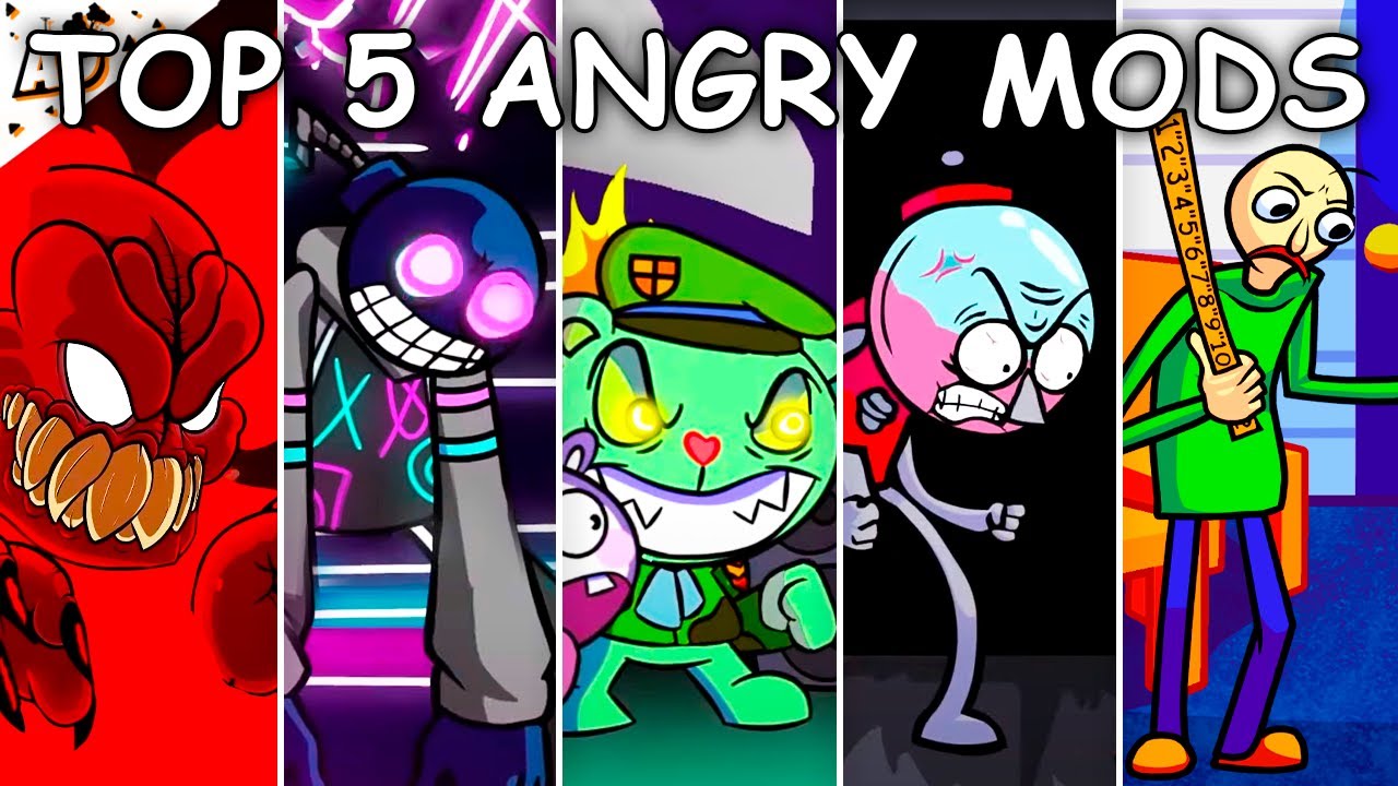 Top 5 Angry Mods - Friday Night Funkin' - YouTube