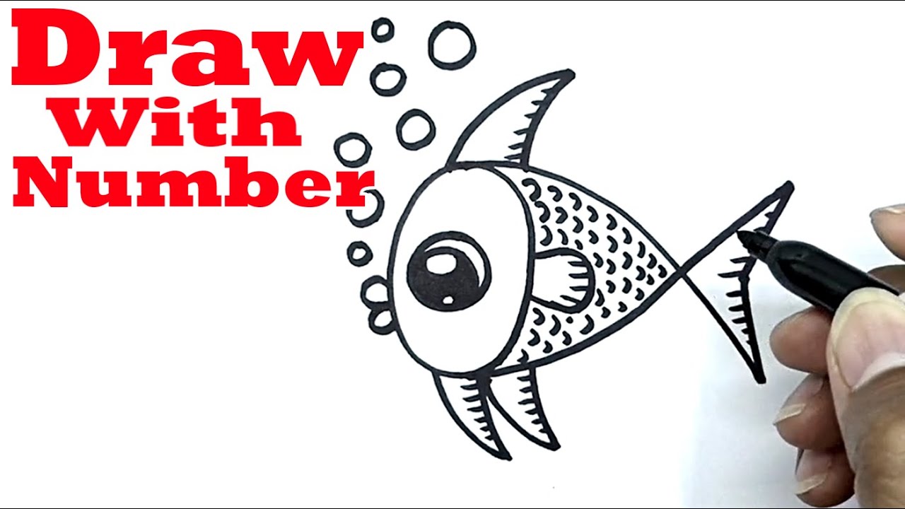 How To Draw A Fish In The Sea With Number 0 | Drawing With Number - YouTube