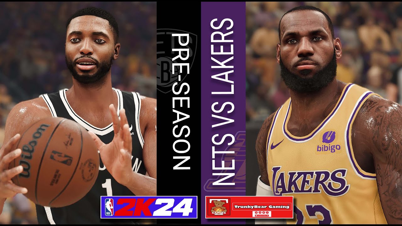 NBA 2K24 PC Gameplay l NETS vs LAKERS l LeBron's first pre-season game ...