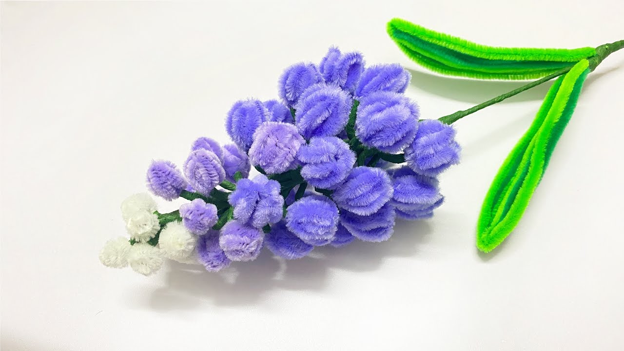 How to make grape hyacinth flower from pipe cleaner? - YouTube