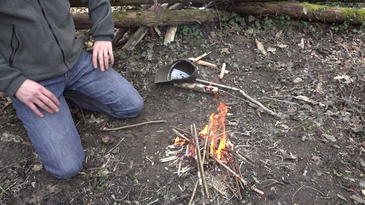 Bushcraft - How to make fire with a knife and a shoe lace (Part 3) Bow ...