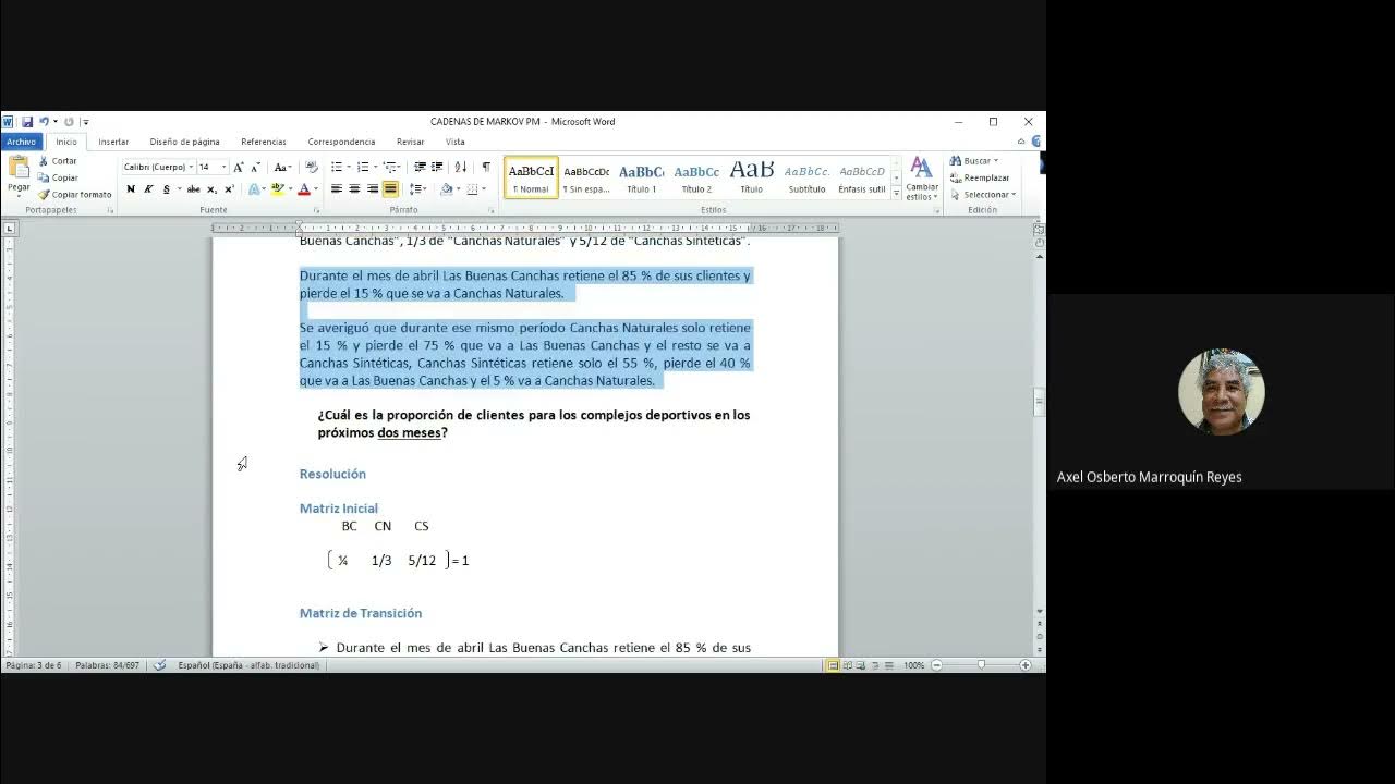 CADENAS DE MARKOV, MATRICES - YouTube