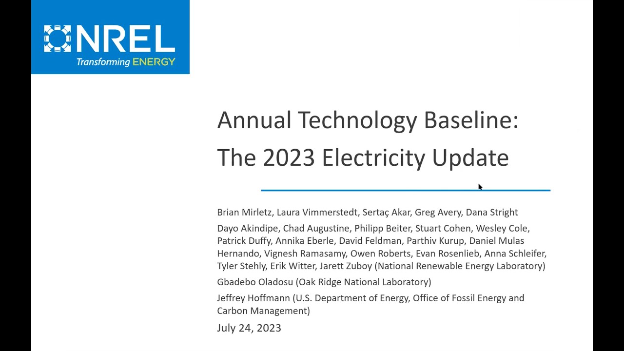 2023 Electricity Annual Technology Baseline (ATB) Webinar - YouTube