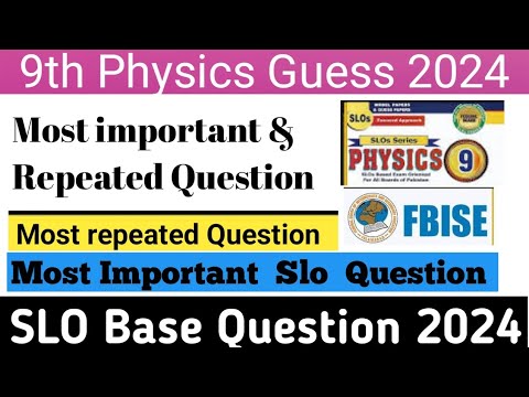 Federal Board 9th Physics Guess paper Most important Slo Base repeated ...