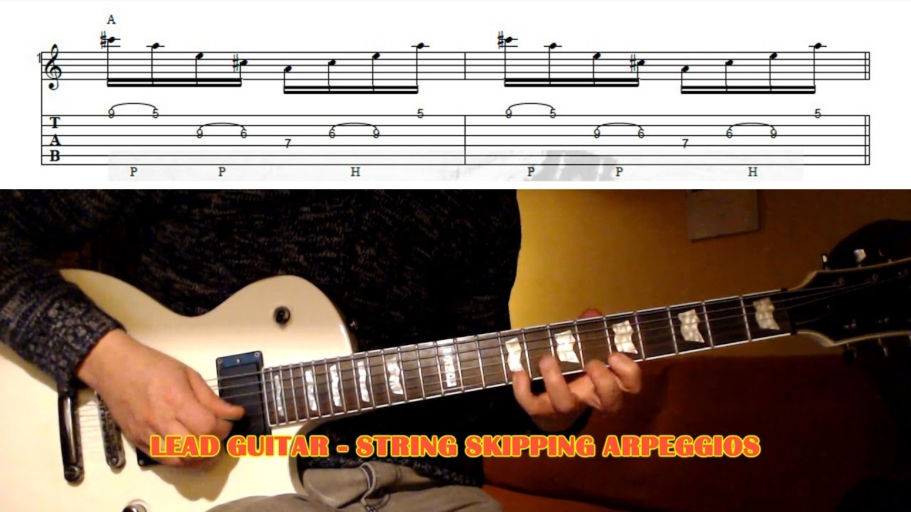 String Skipping Arpeggios - Paul Gilbert Style - GUITAR LESSON with TAB - YouTube