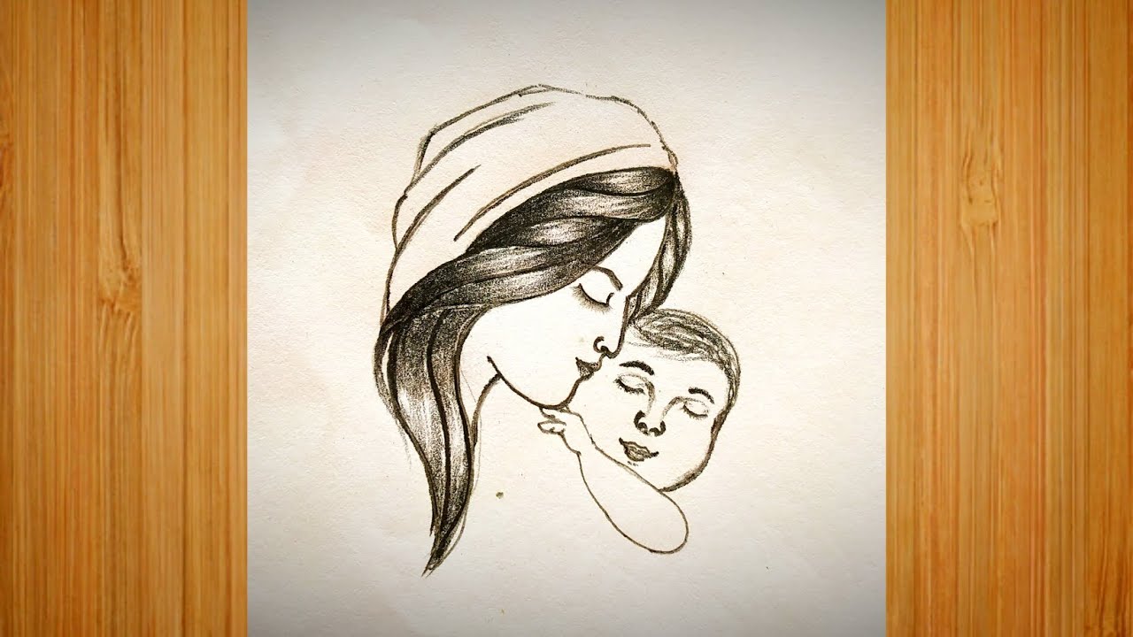 Mother's Day Special Drawing | How to Draw Mother & Baby Drawing | Easy ...