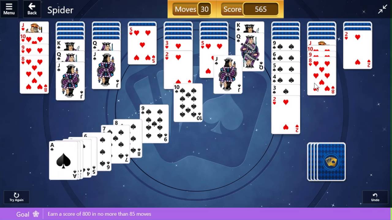 Daily Challenge Spider Expert 9-20-16: Earn a Score of 800 in no more ...