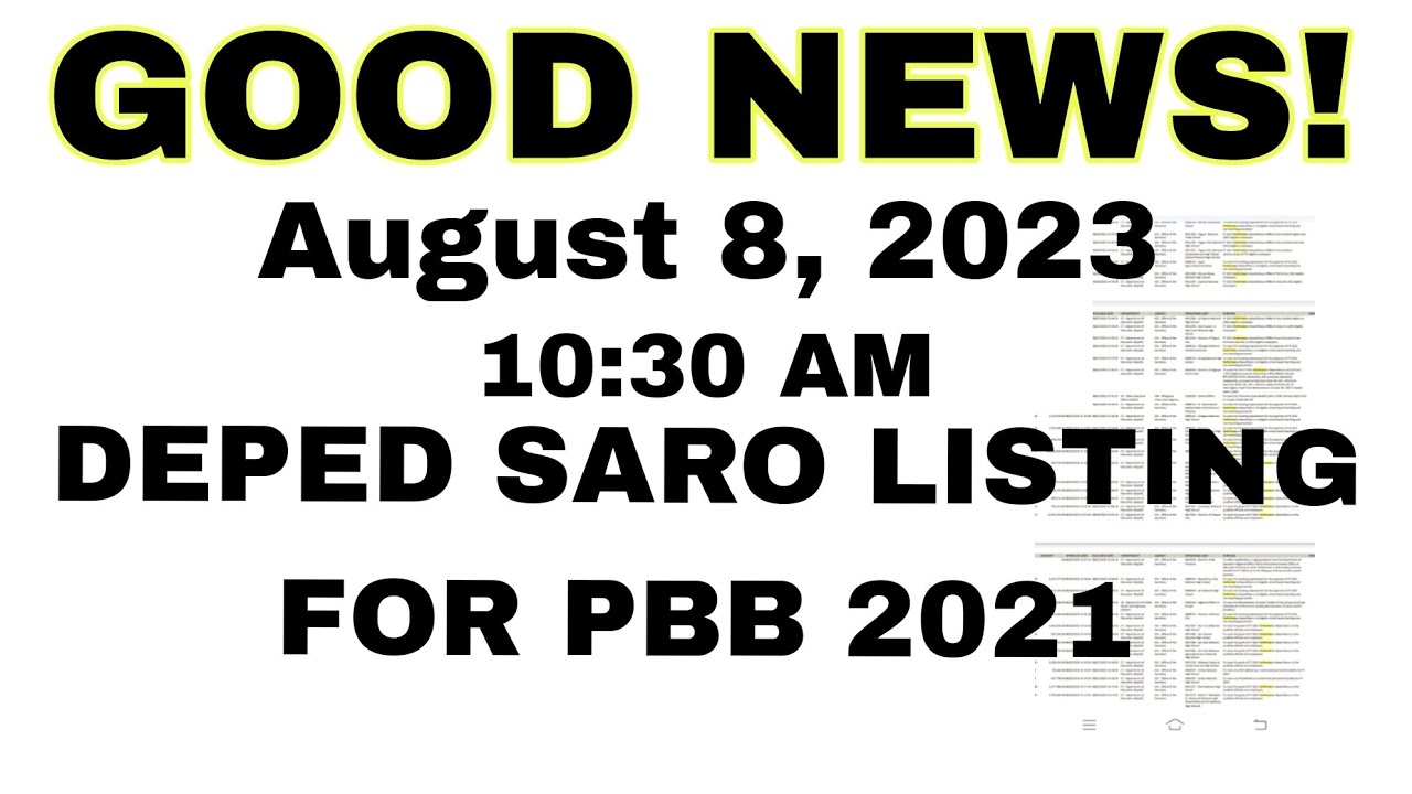 PBB 2021 SARO releases update as of today August 8, 2023 (10:30 AM ...