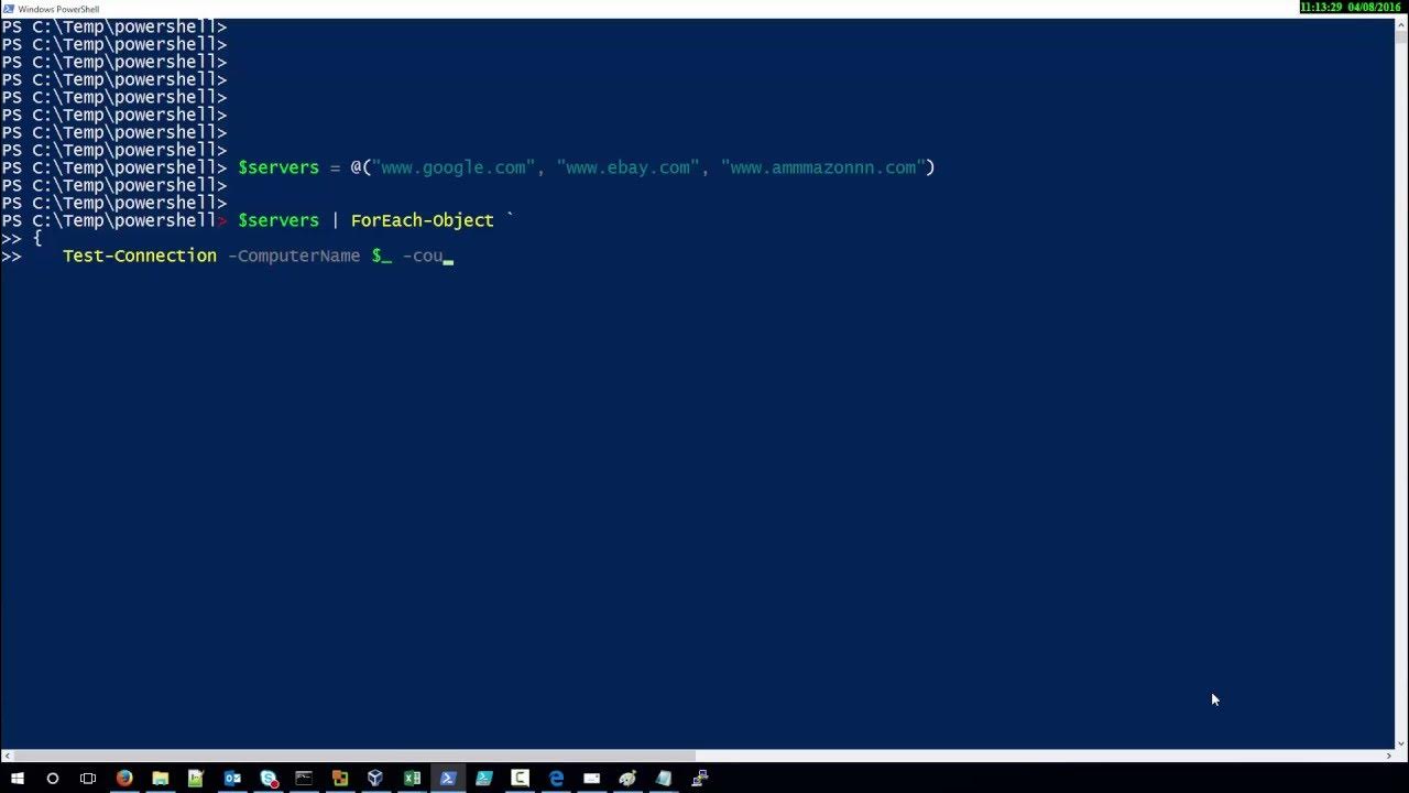 How to ping multiple servers with pwershell - YouTube