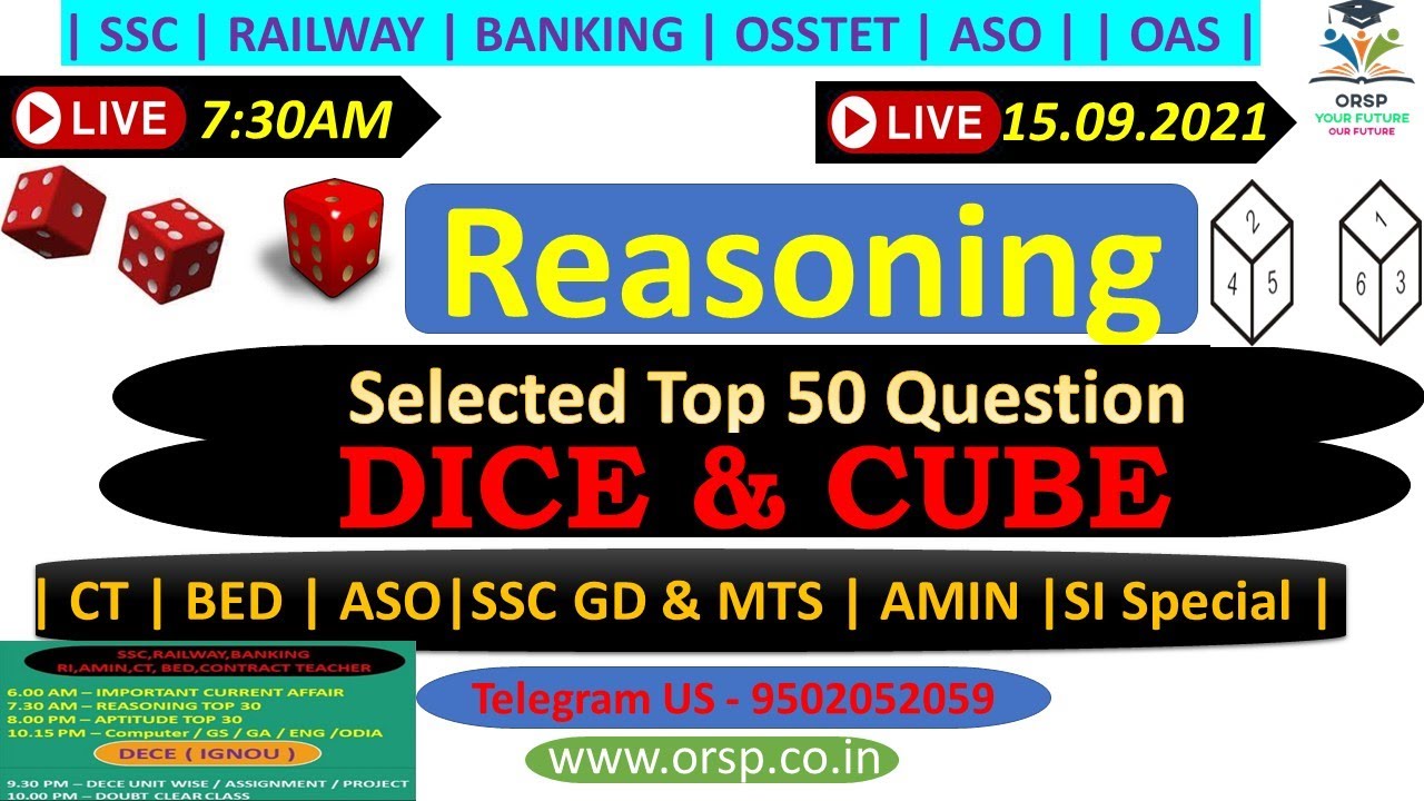 | Reasoning Dice Problems Tricks | Dice & Cube | SSC | RAILWAY ...