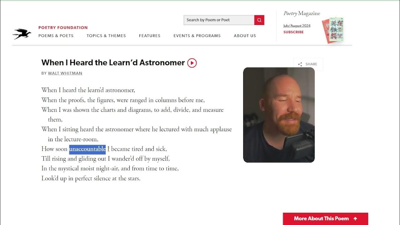 "When I Heard the Learn'd Astronomer" by Walt Whitman I Poetry Analysis ...