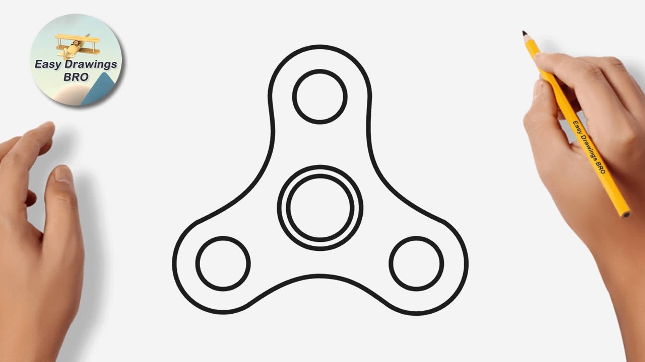 How to draw a fidget spinner | Drawing fidget spinner tutorial | Easy ...