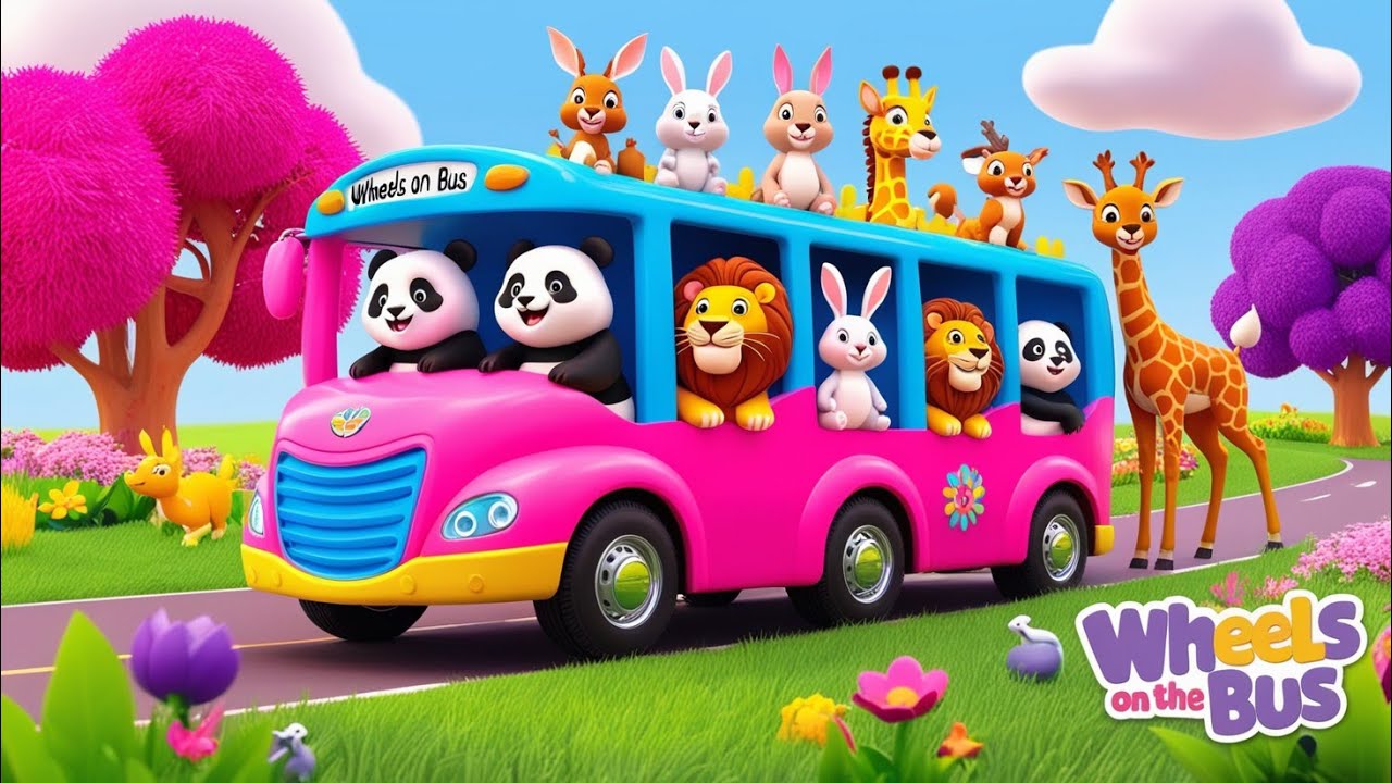 Wheels on the Bus | Pandas on the Bus | Animal Bus | Kids Song - YouTube
