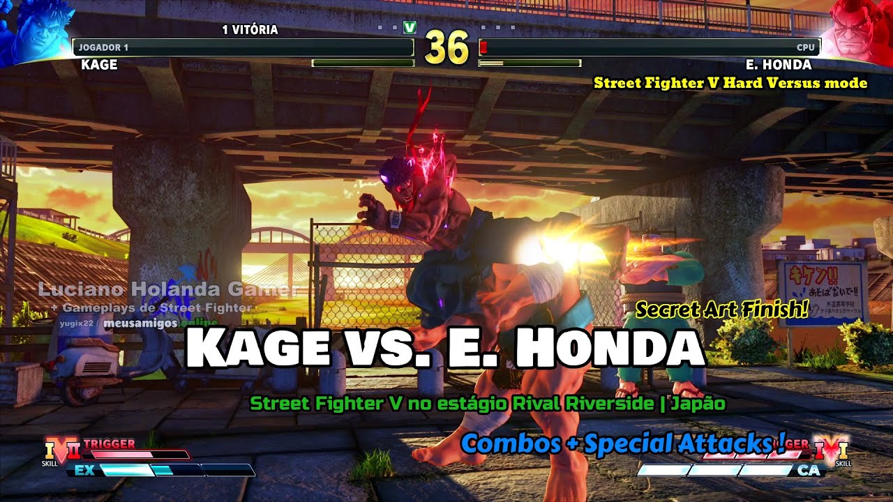 Kage vs. E. Honda [ Special Attacks ! ] LEVEL SUPER + SECRET ART FINISH ...