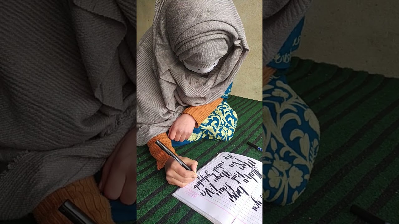 Mir Bintul Huda of Calligraphy Institute Pattan while doing Brush ...