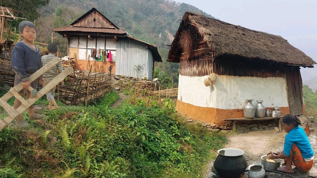 Mountain Villagers Working Hard for Living || Walking downs to hills ...