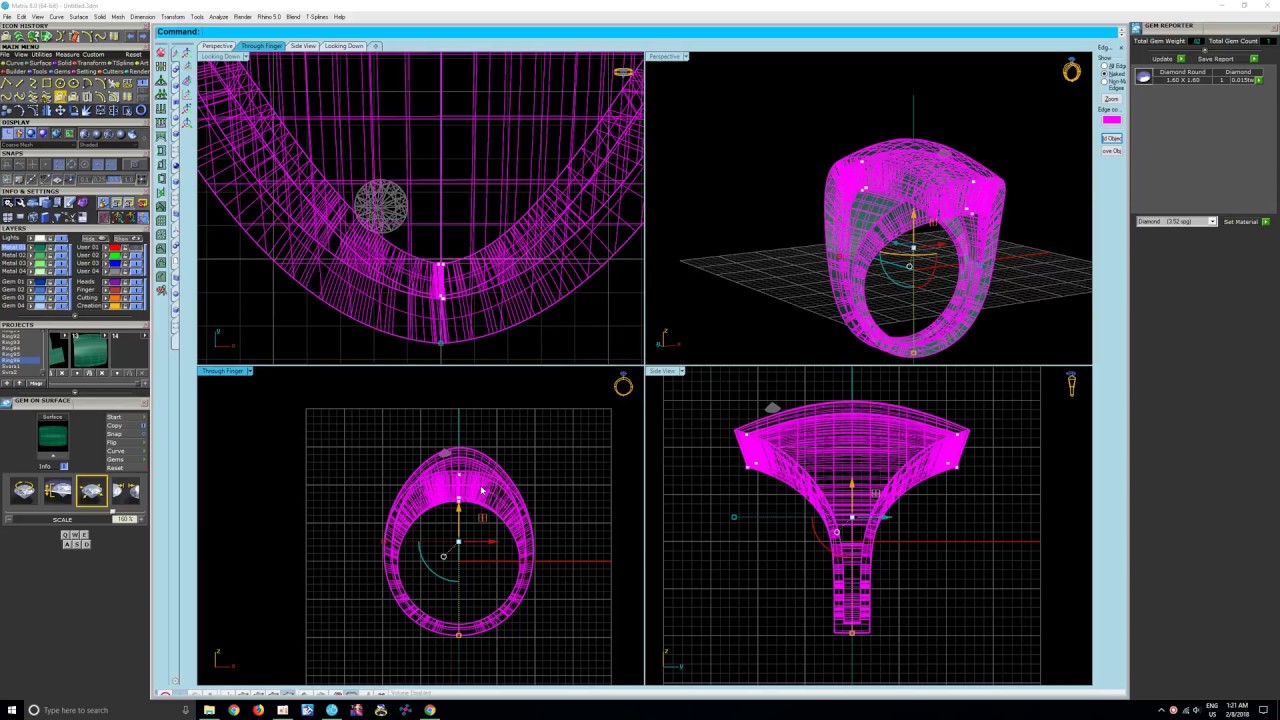 How to make 3D gemvision jewelry design matrix 8 - YouTube