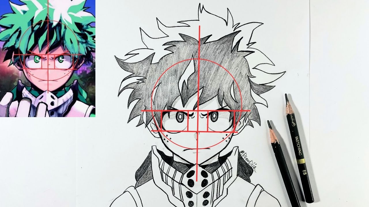 Anime drawing | How to draw Izuku Midoriya step-by-step - YouTube