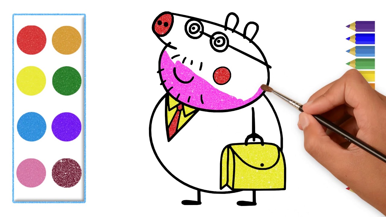 How to draw Daddy Pig to work | Peppa Pig drawing for kids | CoolKidsTV ...