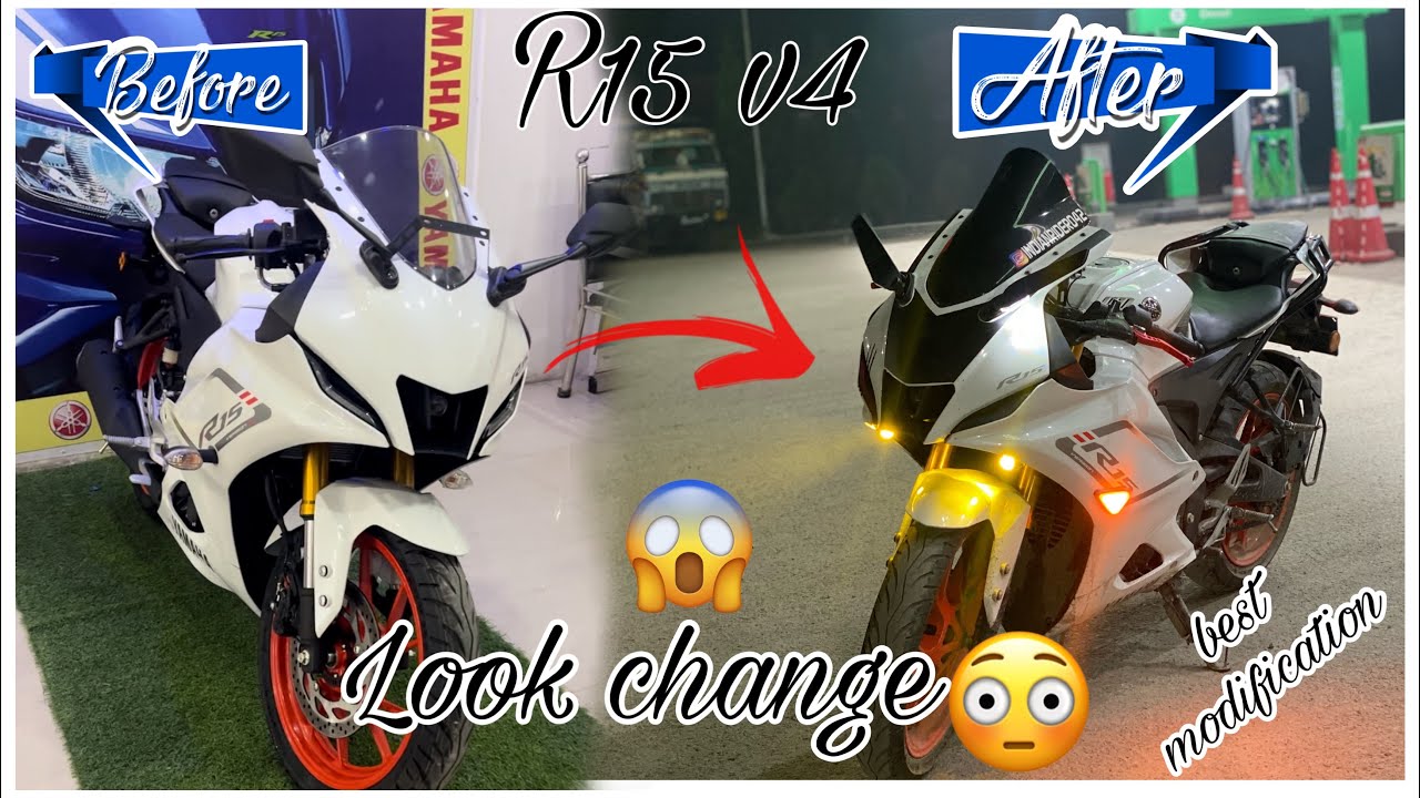 Best modified R15 v4 New white colour modified 🤍R15 Exhaust sounds😤 # ...